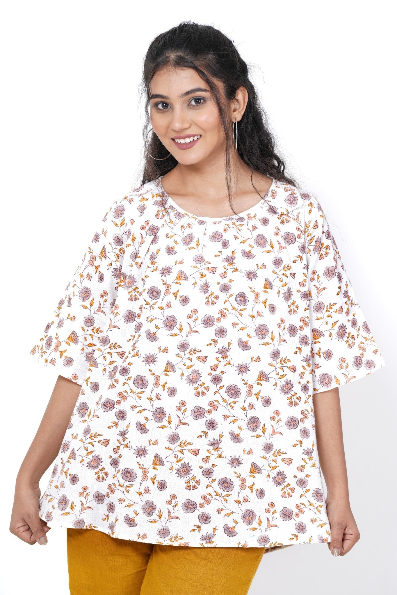 Aurora Flora Hand Block Printed Top