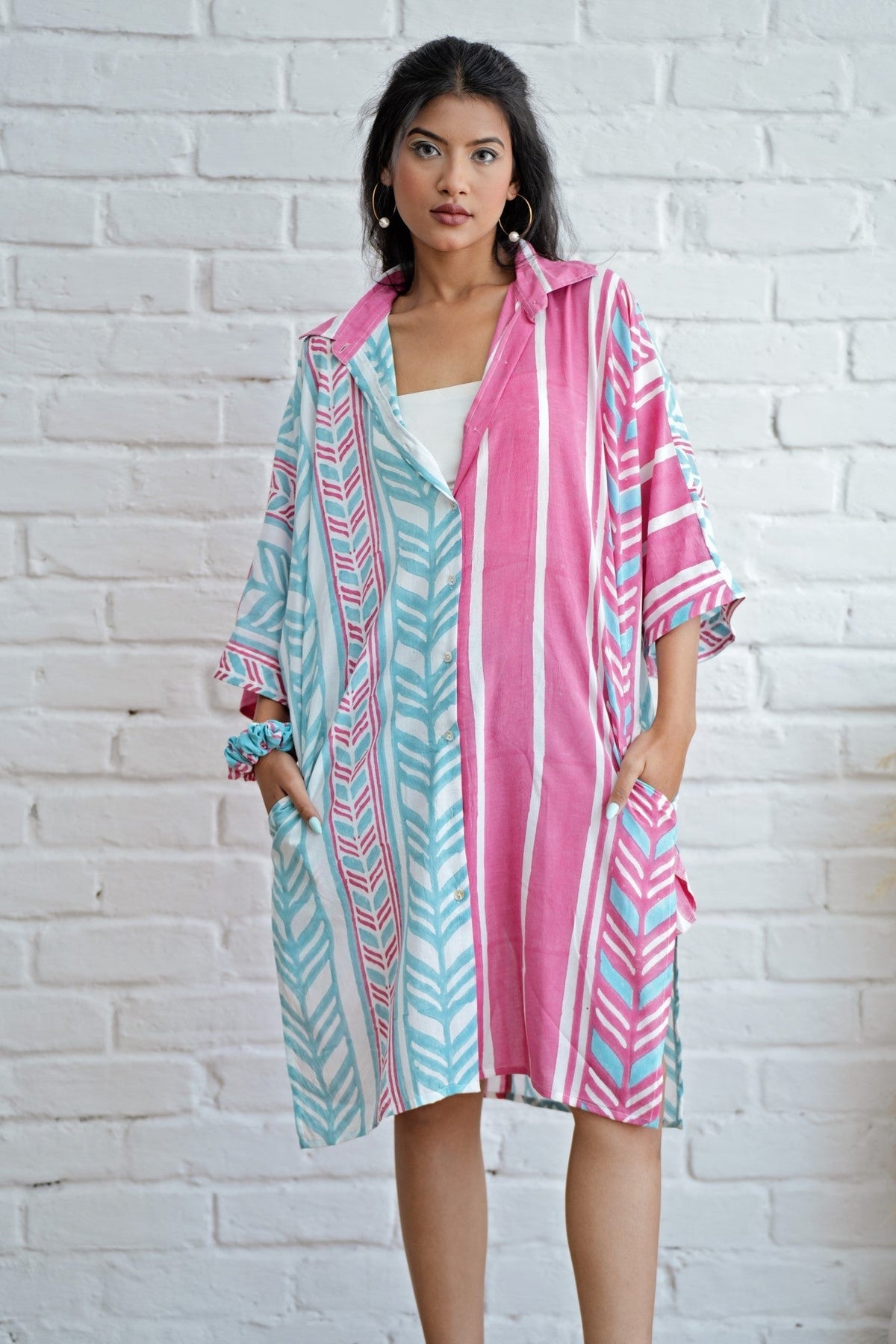 Barbie in Pink Hand Block Printed Oversize Shirt